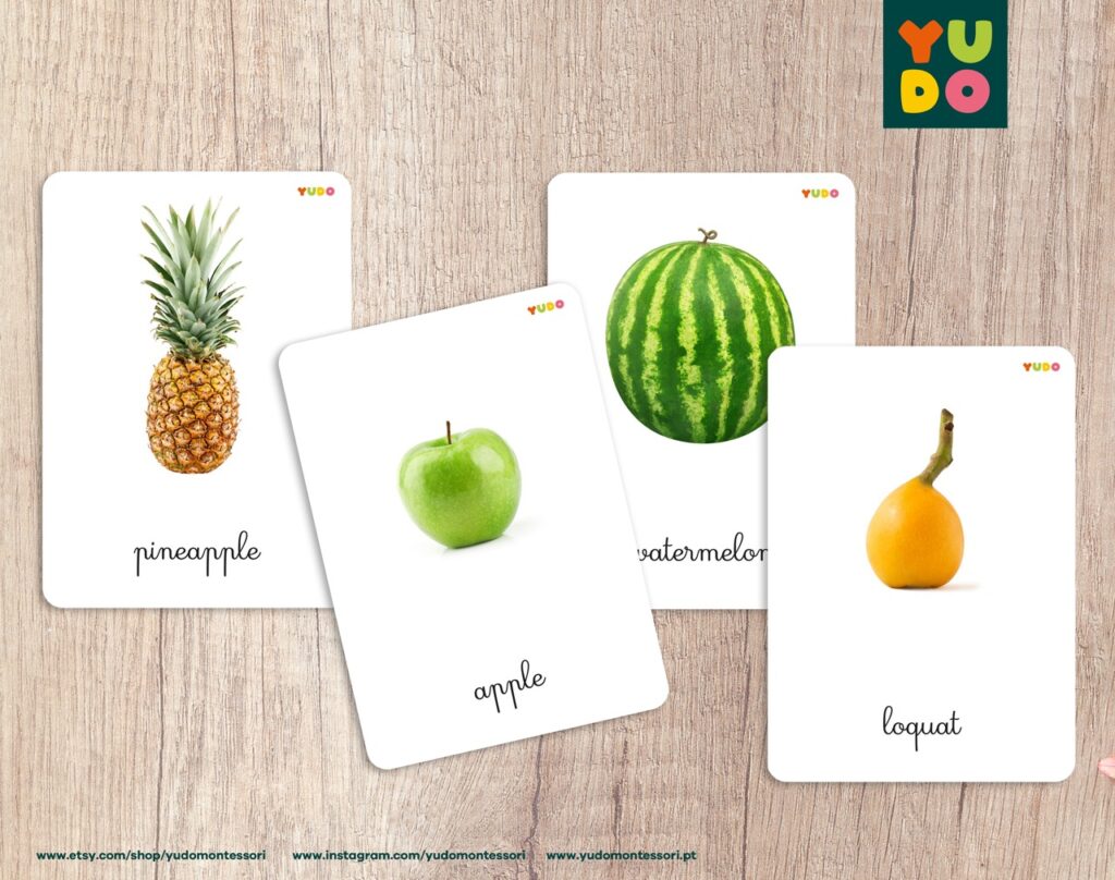 Fruits language cards - yudo montessori