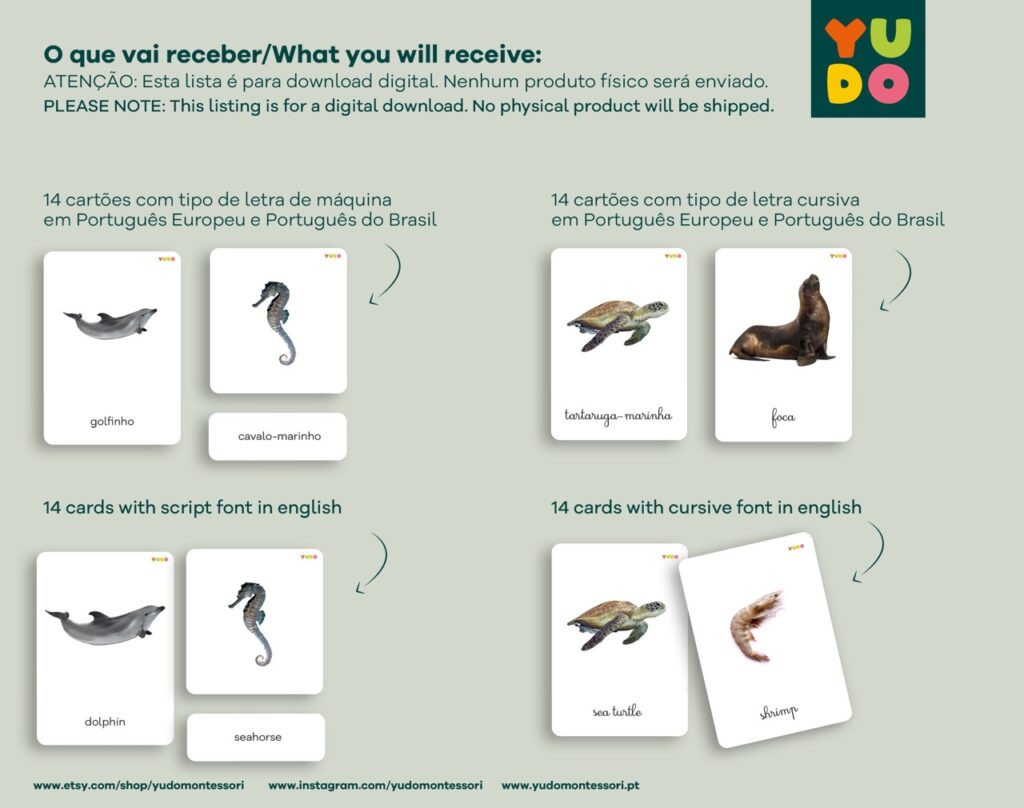 Ocean animals cards - yudo montessori