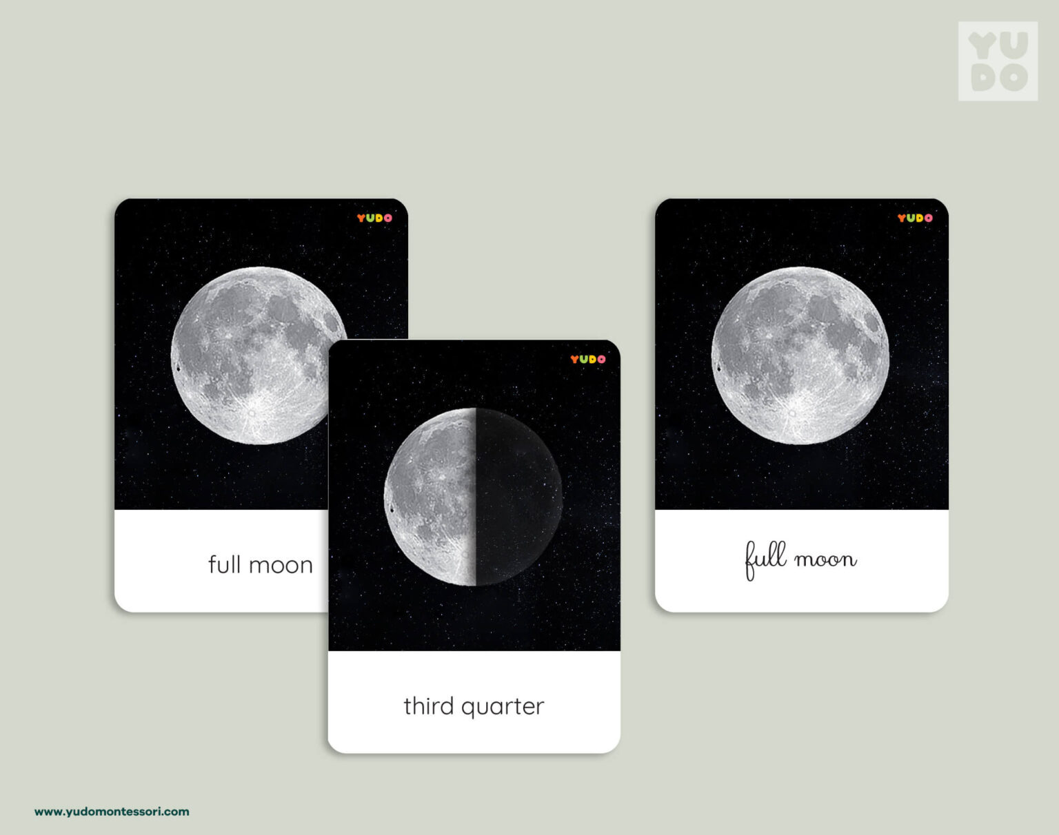Moon phases cards - yudo montessori
