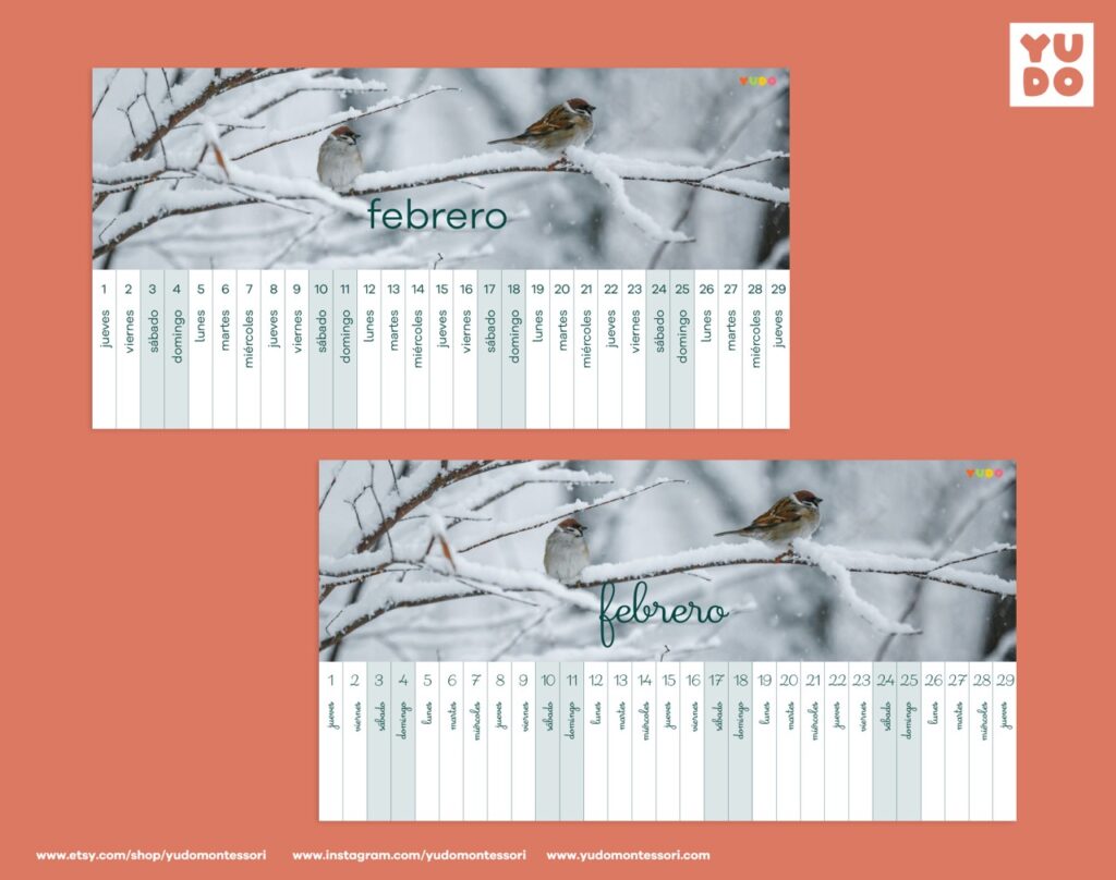 2024 Montessori Linear Calendar Northern Hemisphere in Spanish - yudo ...