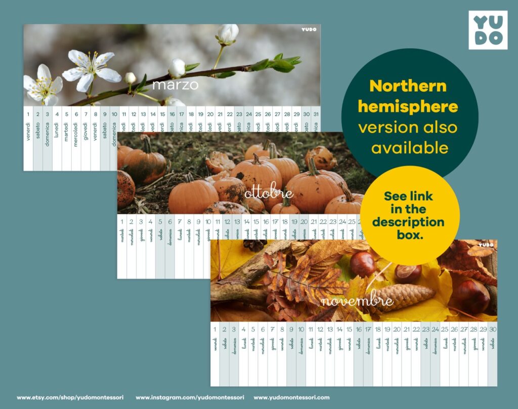2024 Montessori Linear Calendar Southern Hemisphere in Italian - yudo ...