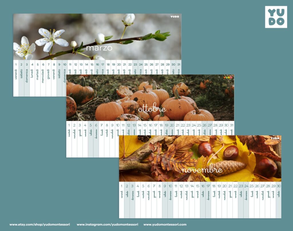 2024 Montessori Linear Calendar Northern Hemisphere in Italian - yudo ...