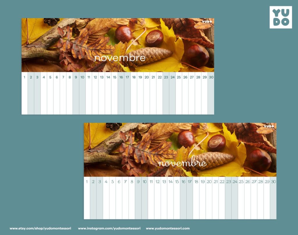 2024 Montessori Linear Calendar Northern Hemisphere in Italian - yudo ...