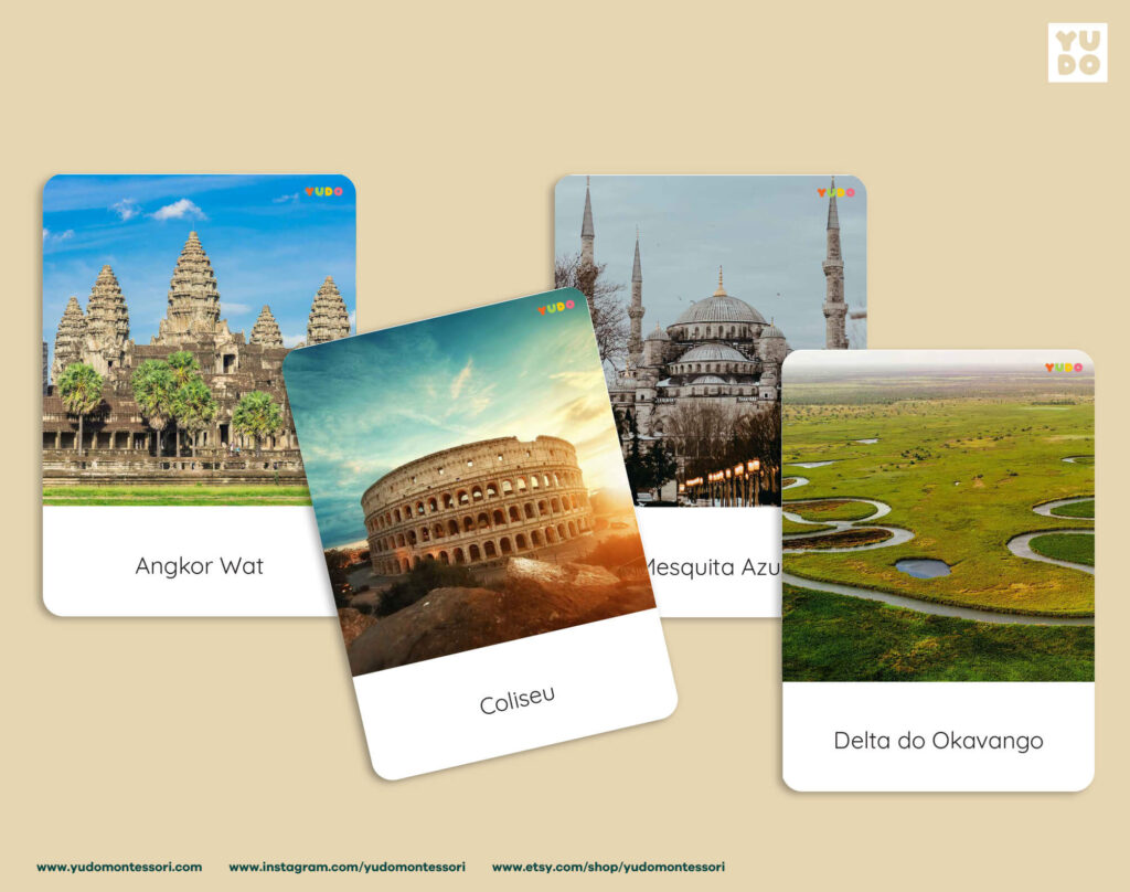 Landmarks Cards in Portuguese - yudo montessori