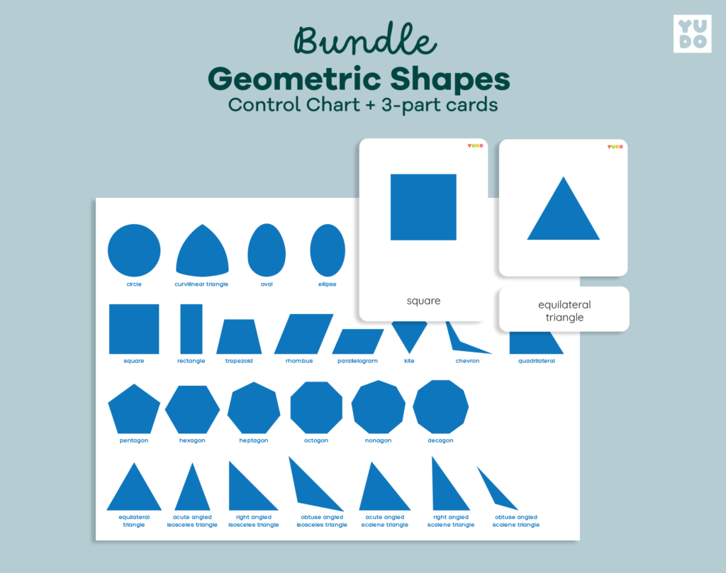 Geometry cabinet control chart and cards - yudo montessori