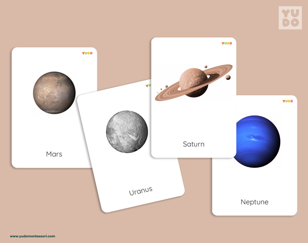 Solar system cards in english - yudo montessori