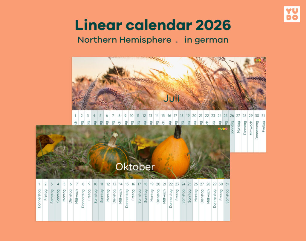 2026 Montessori Linear Calendar Northern Hemisphere in German - yudo ...