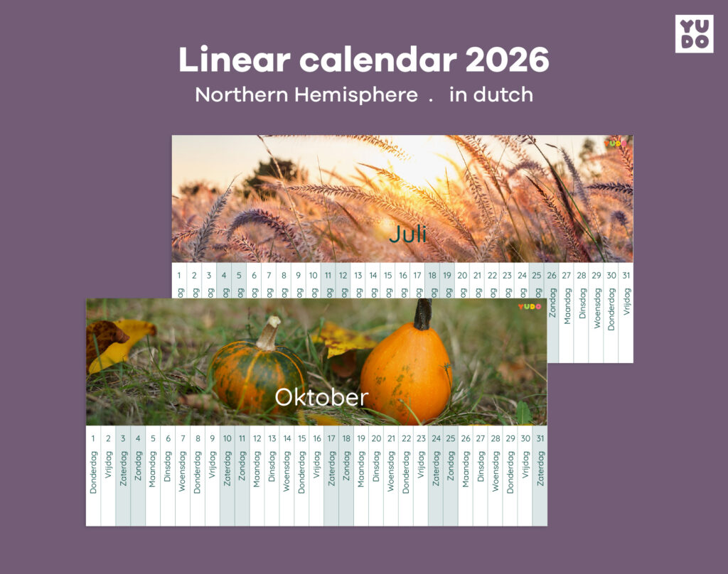 2026 Montessori Linear Calendar Northern Hemisphere in Dutch - yudo ...