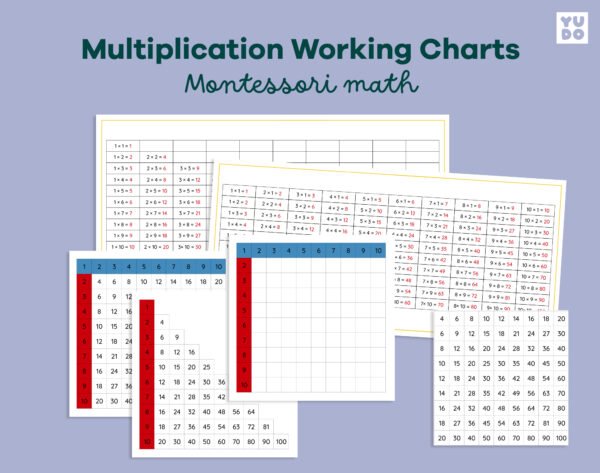 Montessori Multiplication Working Charts - yudo montessori