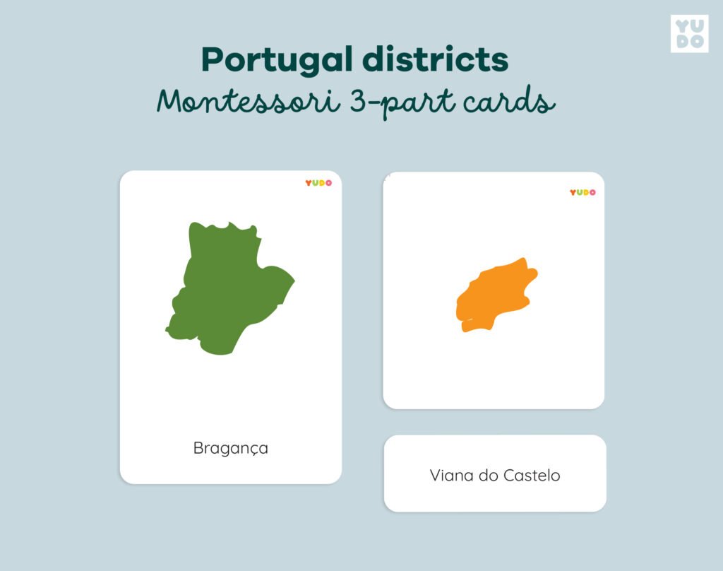 Portugal Districts Montessori 3-Part Cards | Geography